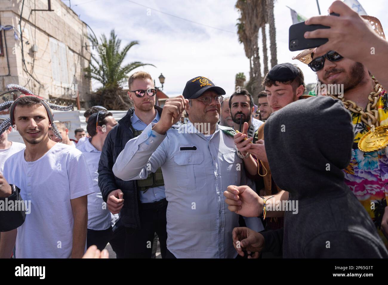 Israeli Minister of National Security Itamar Ben-Gvir, center, dressed ...