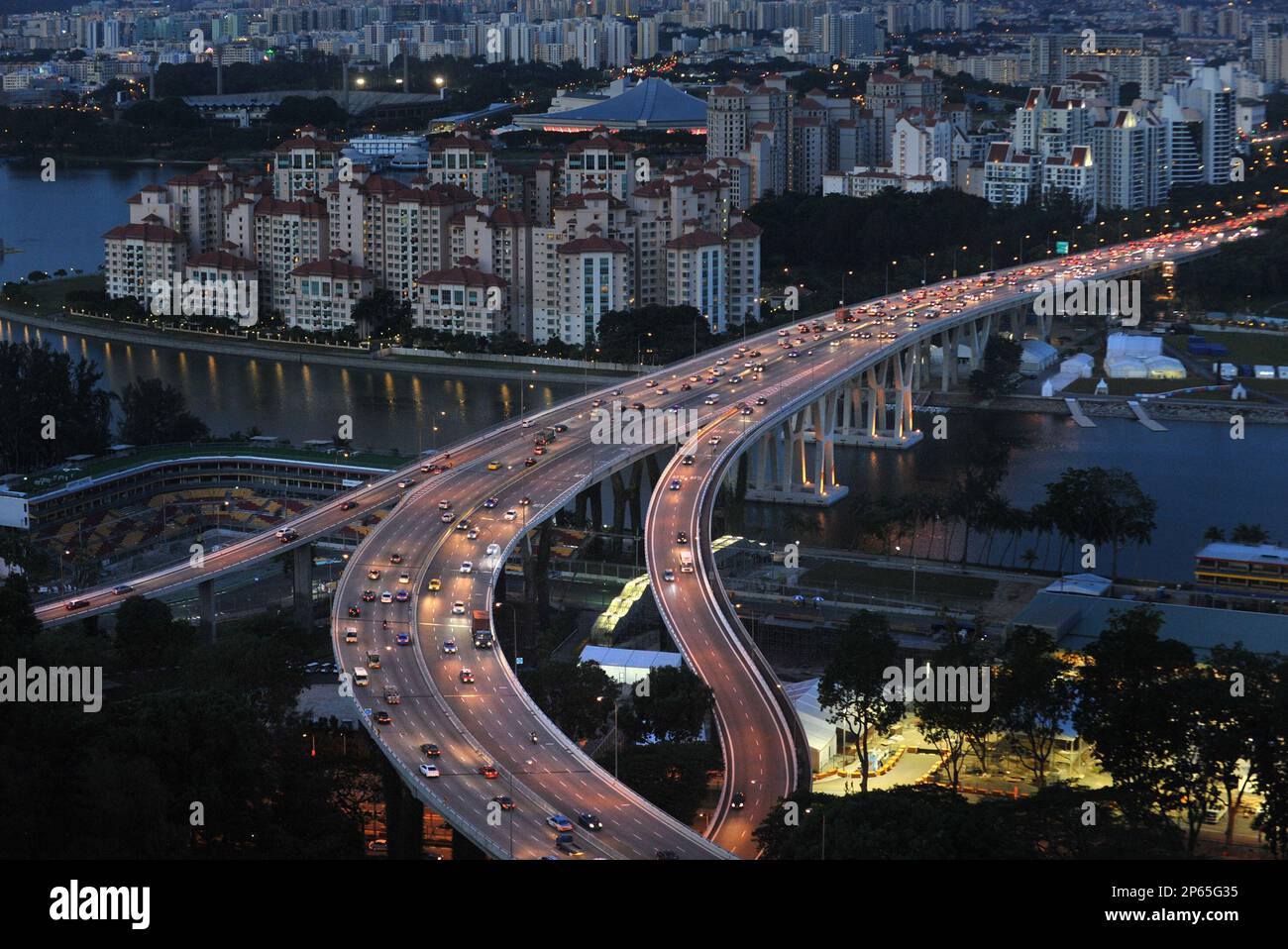 Vehicular traffic on the Benjamin Sheares Bridge, which was opened in ...