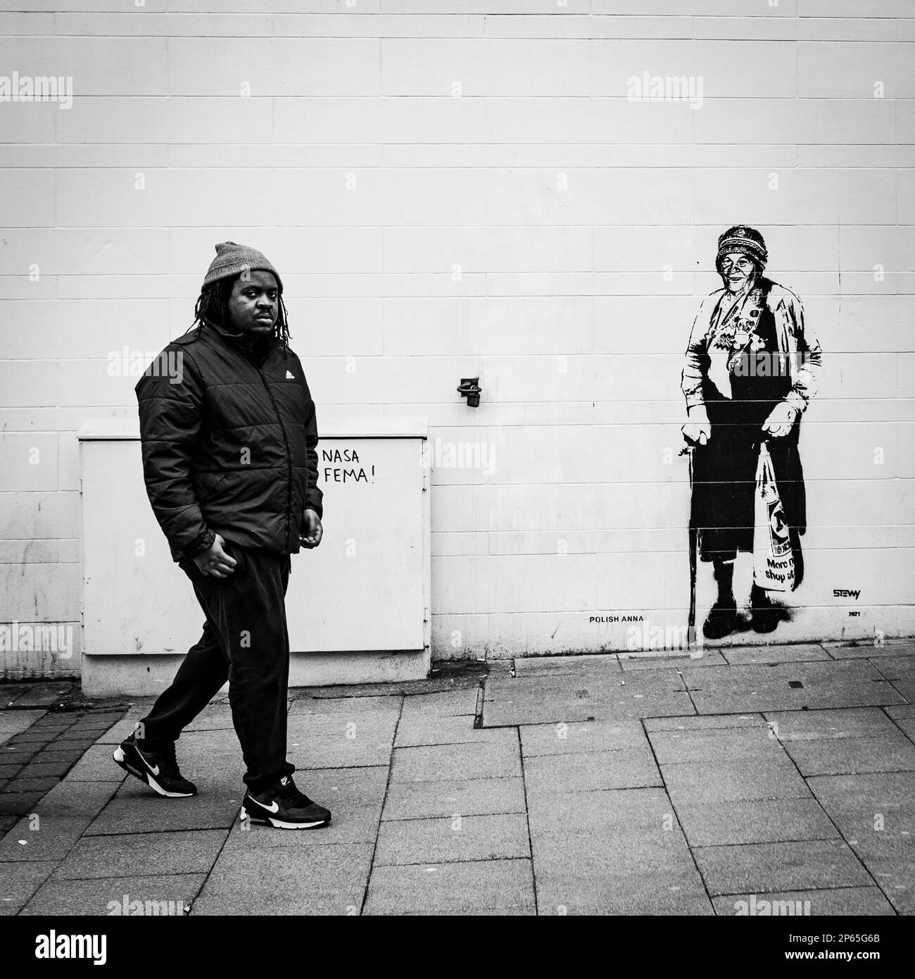 Street art of Polish Anna a local character in Bradford City Centre ...