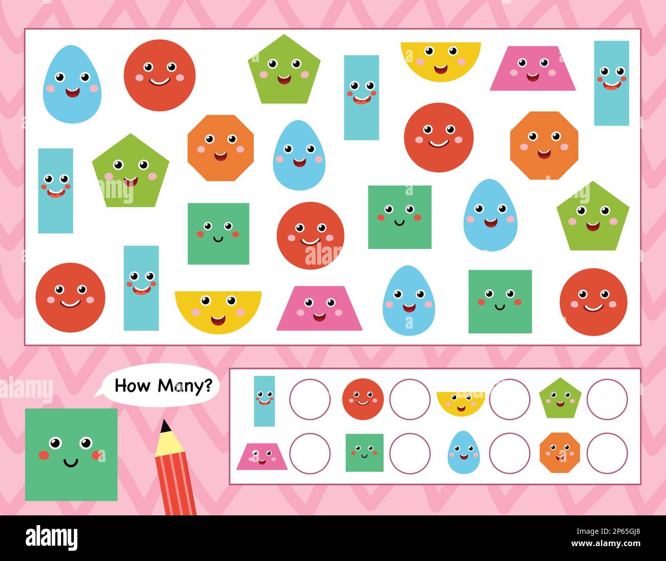 How many shapes activity page for kids. Count the shapes and write Stock Vector Image & Art - Alamy