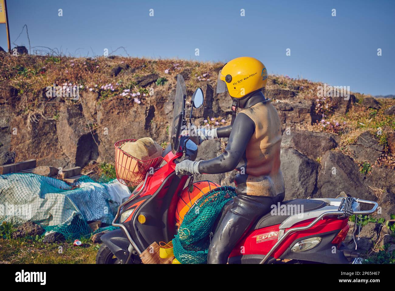Haenyeo, the female divers in the Jeju island, South Korea Stock Photo ...