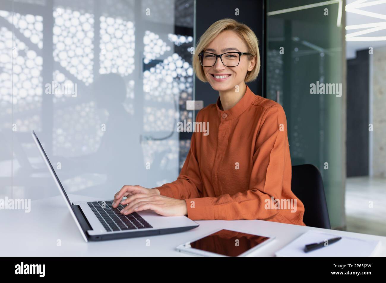 Female computer hacker sitting laptop hi-res stock photography and ...
