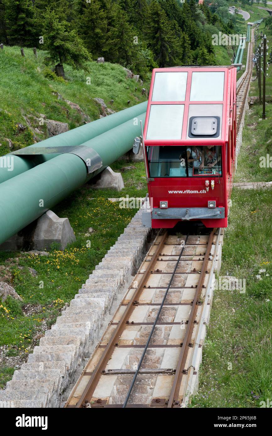 Switzerland, Canton Ticino, Ritom-Piora, Cable car rope Stock Photo - Alamy
