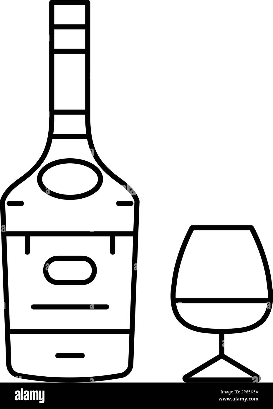 brandy drink bottle line icon vector illustration Stock Vector Image ...
