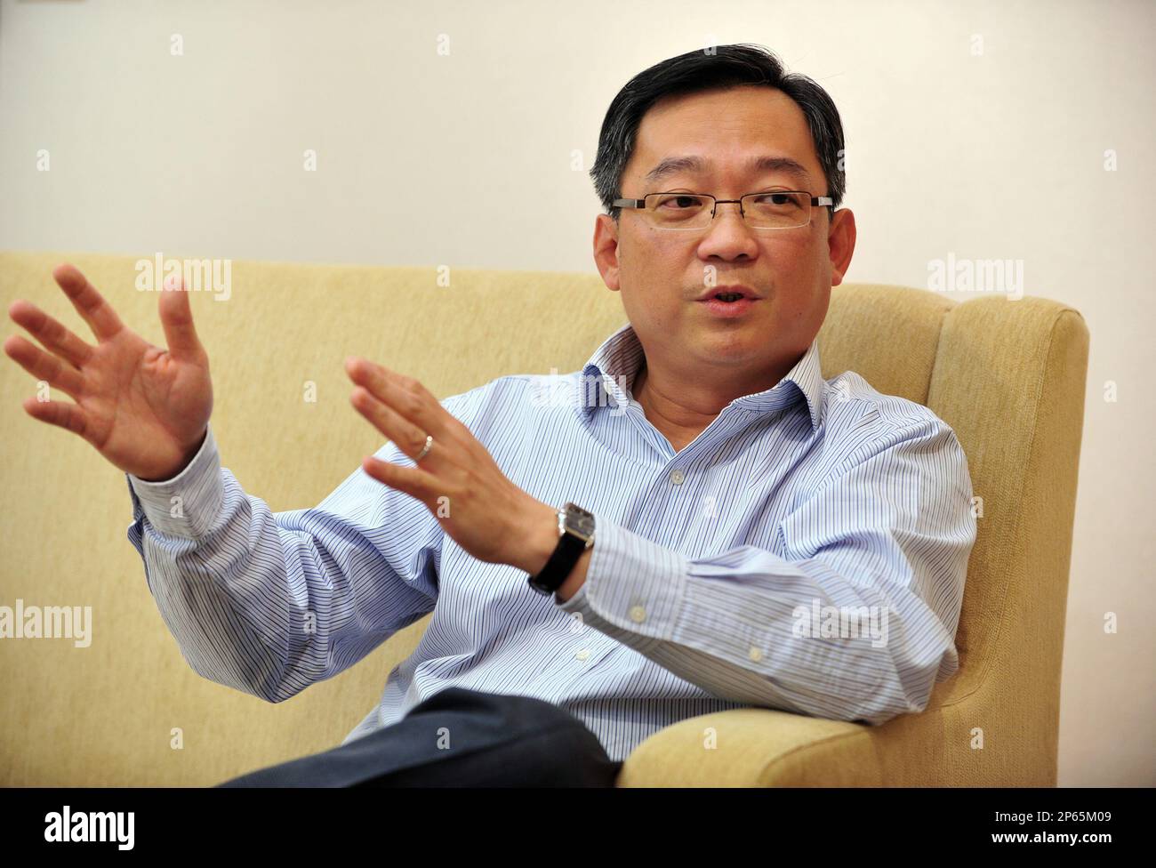 The Singapore Minister for Manpower, Mr Gan Kim Yong, at an interview ...