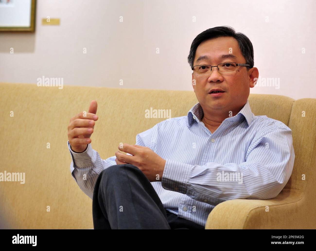 The Singapore Minister for Manpower, Mr Gan Kim Yong, at an interview ...