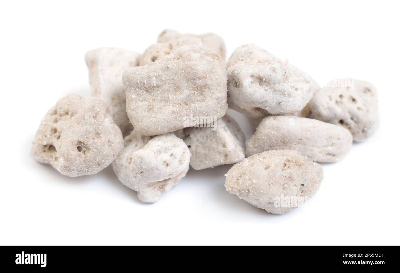 Porous white volcanic rock isolated on white background. Lava stone ...