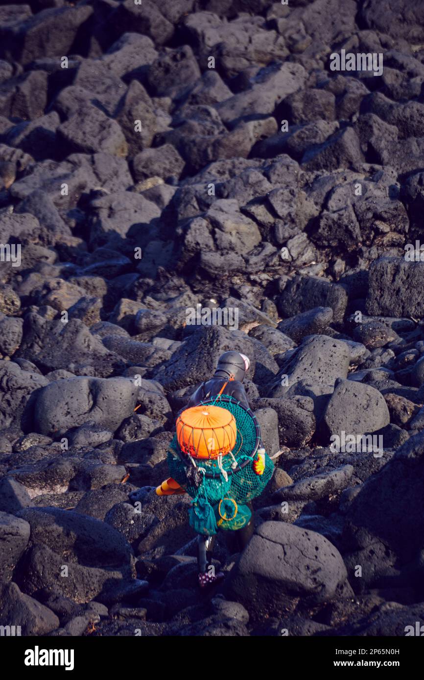 Haenyeo, the female divers in the Jeju island, South Korea Stock Photo ...