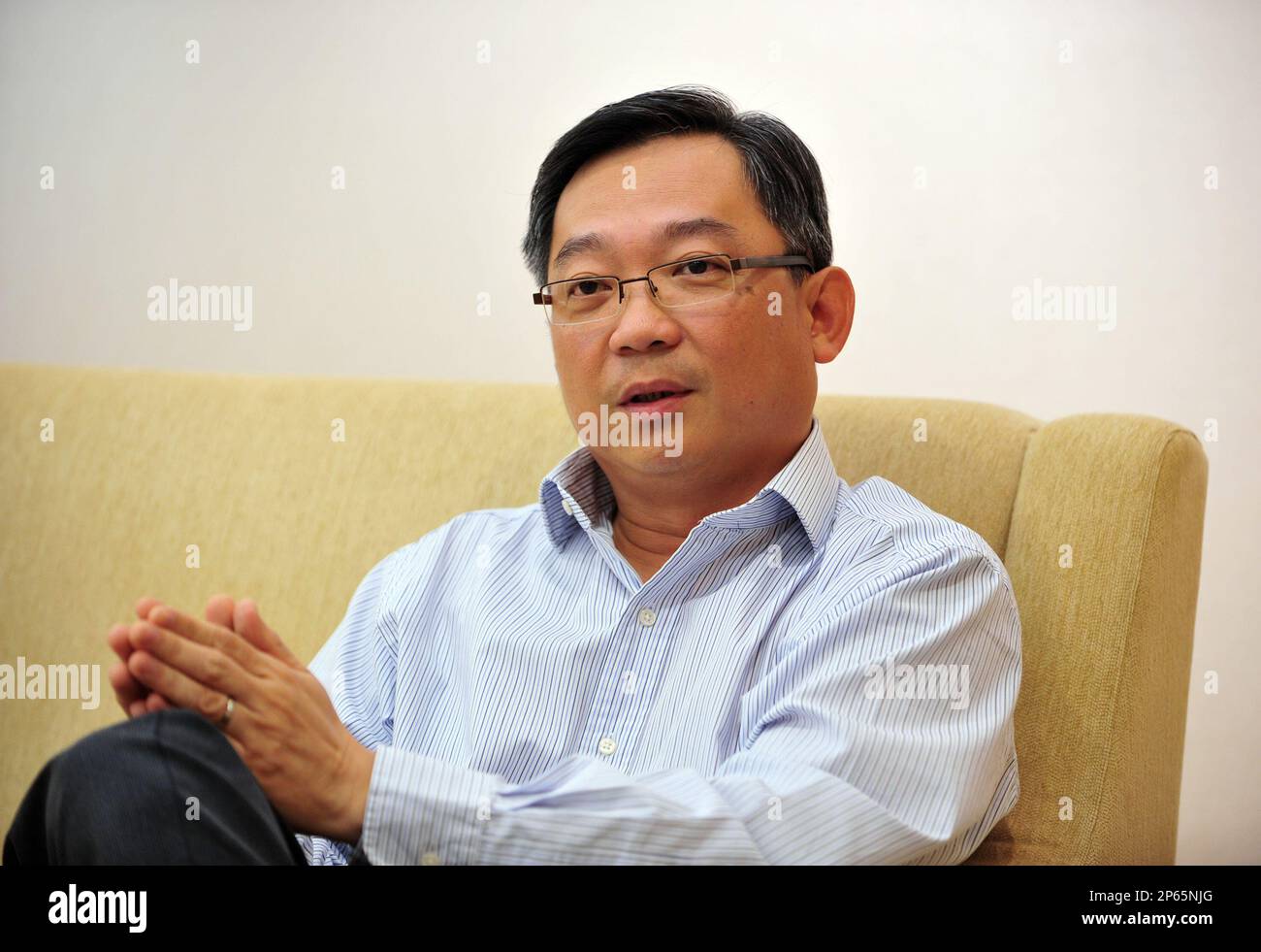 The Singapore Minister for Manpower, Mr Gan Kim Yong, at an interview ...