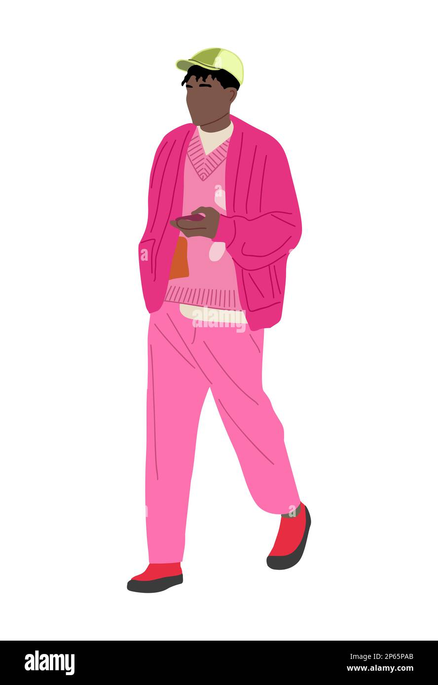 Stylish guy walking, wearing trendy outfit vector Stock Vector Image ...
