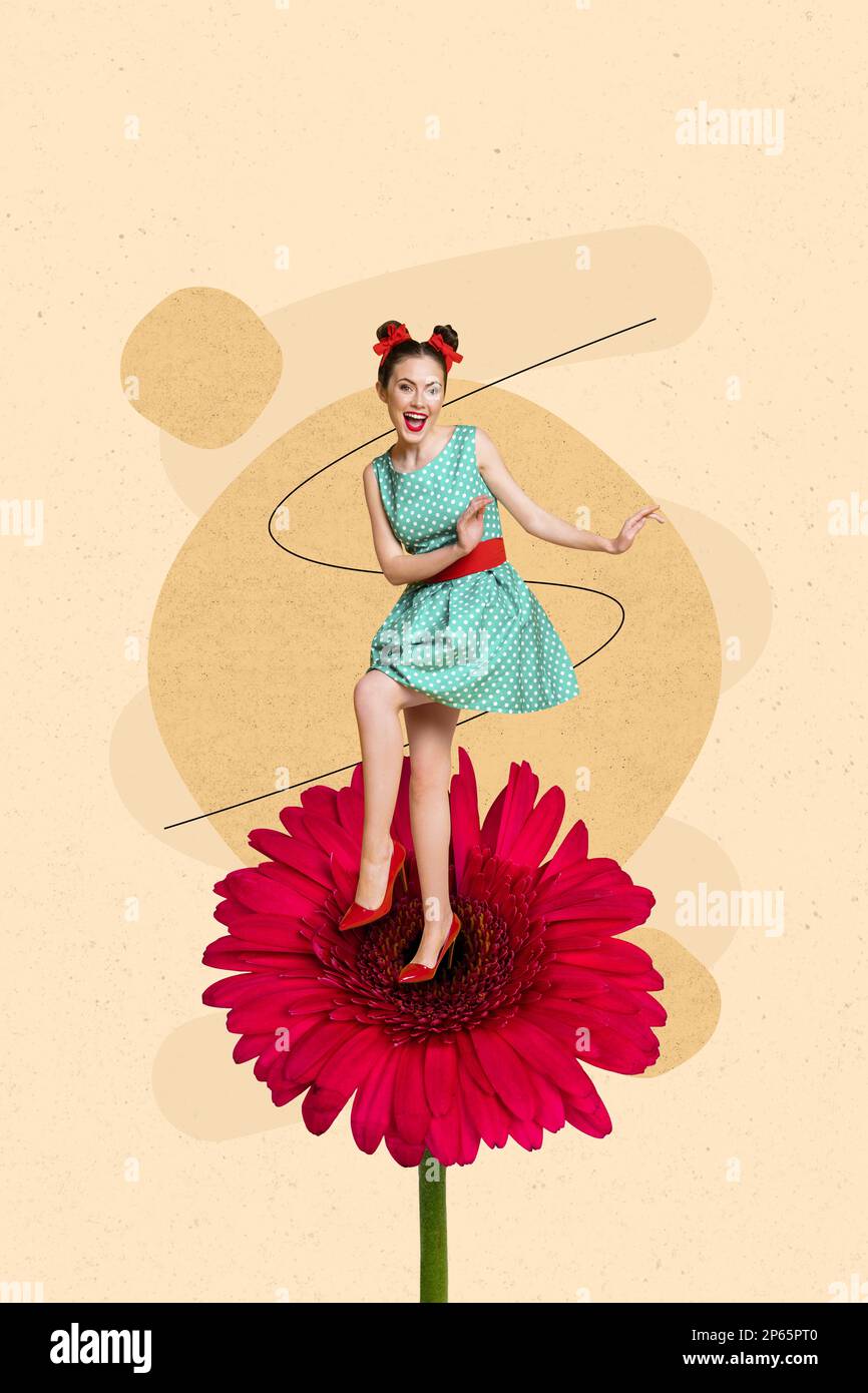 Photo art advertisement collage of young overjoyed lady dance have fun ...
