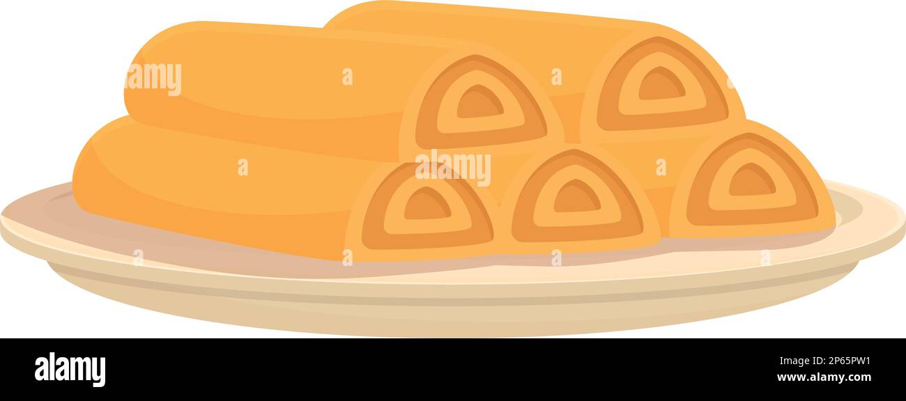 Hot spring roll icon cartoon vector. Food cuisine. Meal plate Stock ...