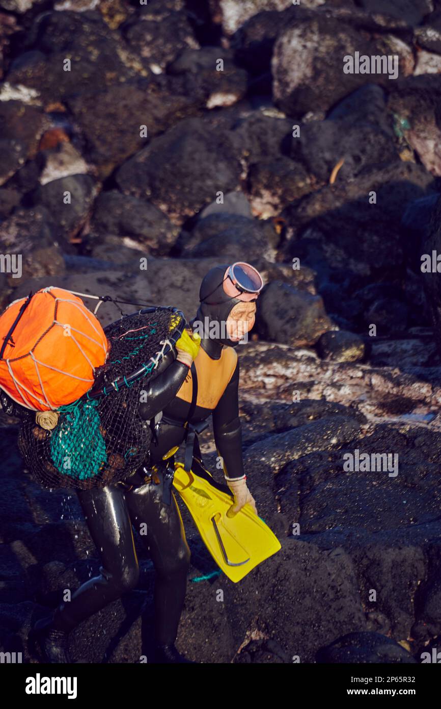 Haenyeo, the female divers in the Jeju island, South Korea Stock Photo ...