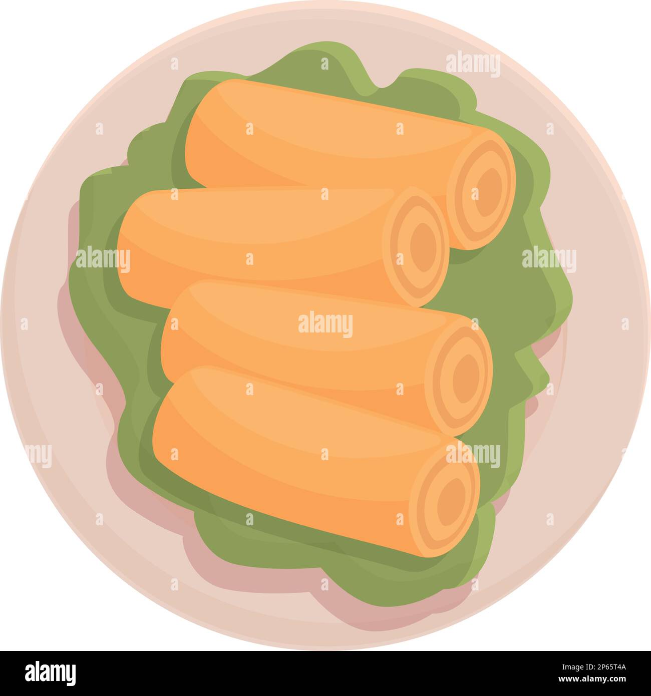 Top view spring roll icon cartoon vector. Food cuisine. China meal ...