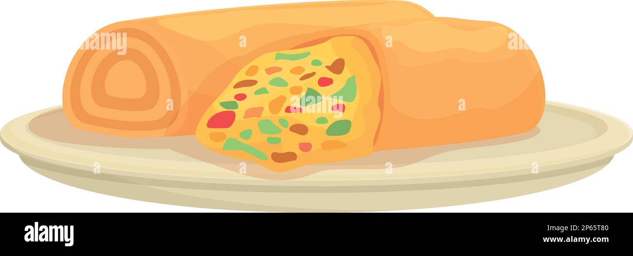 Vegan spring roll icon cartoon vector. Food cuisine. China meal Stock ...