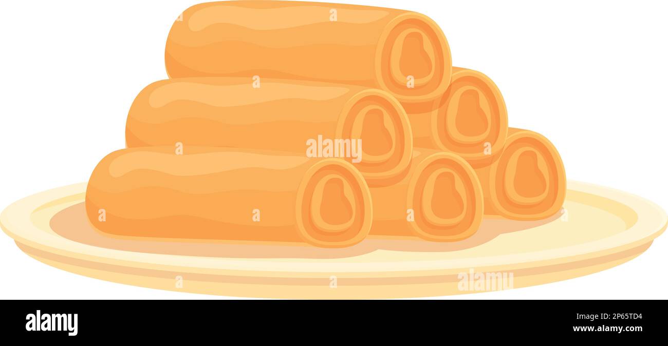 Fried spring roll icon cartoon vector. Food cuisine. China meal Stock ...
