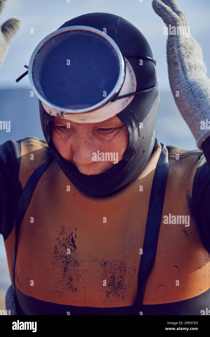 Haenyeo, the female divers in the Jeju island, South Korea Stock Photo ...