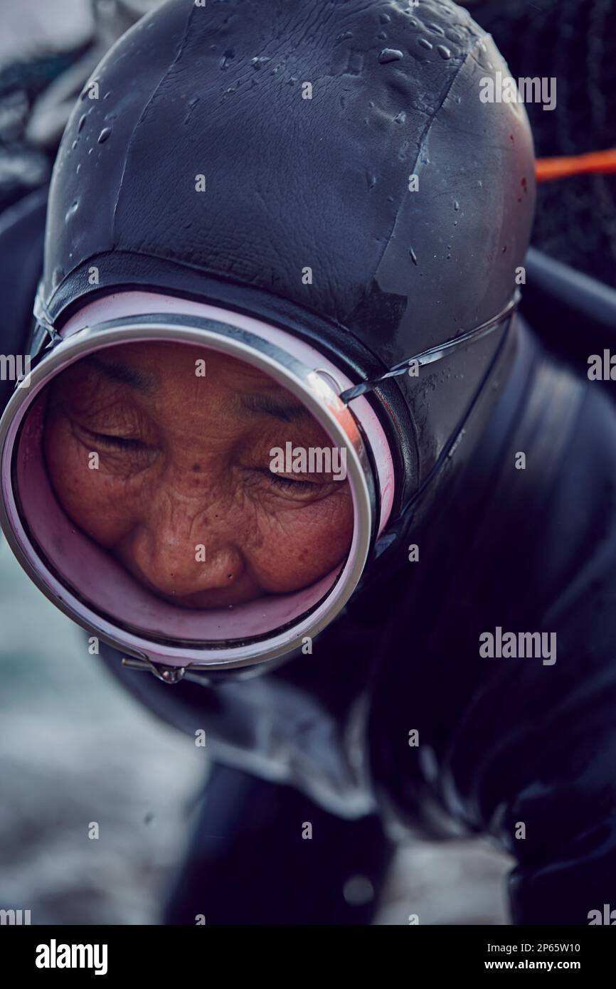 Haenyeo, the female divers in the Jeju island, South Korea Stock Photo ...