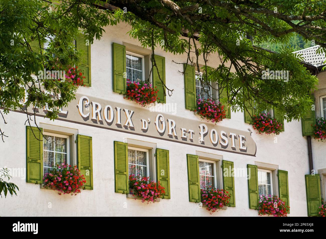 Hotel Croix d'or et poste, Munster, Canton Valais, Switzerland Stock ...