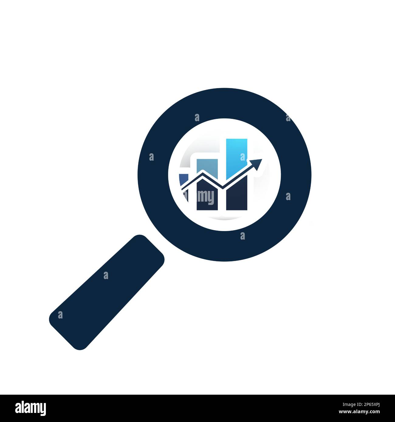 Business Analysis Symbol with Magnifying Glass Icon and Bar Chart ...