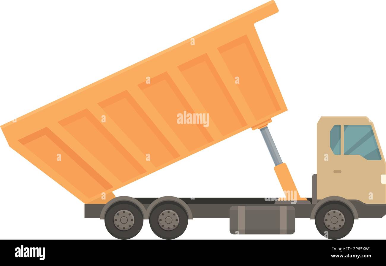 Unloading machine icon cartoon vector. Truck construction. Car unload ...