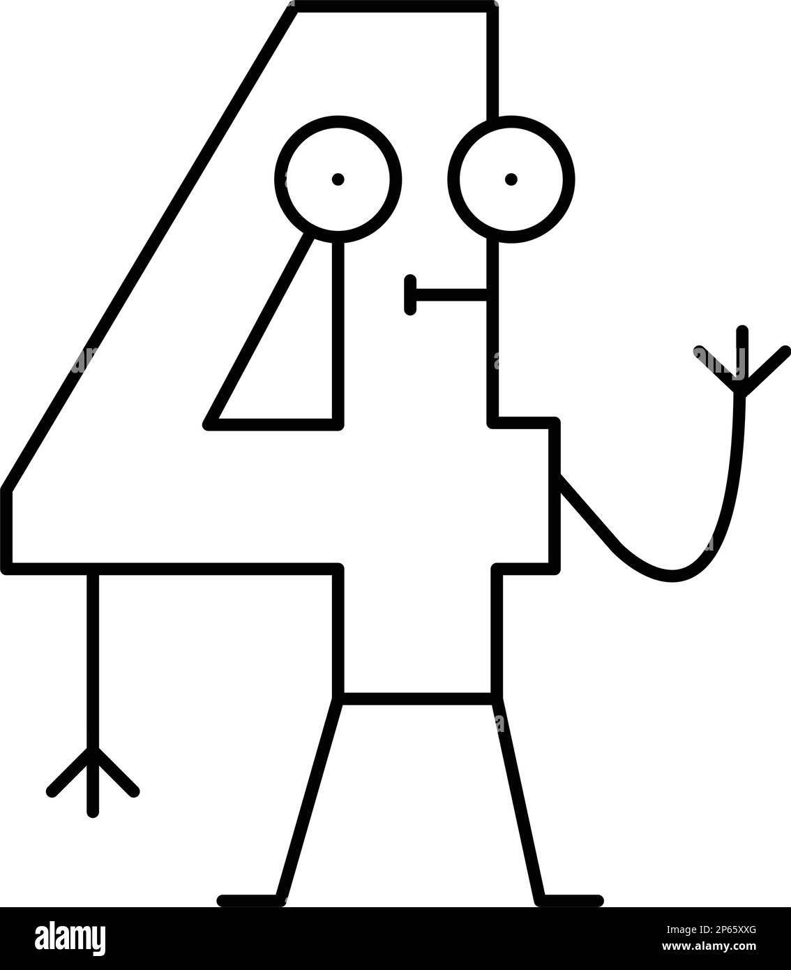 four number character line icon vector illustration Stock Vector Image ...