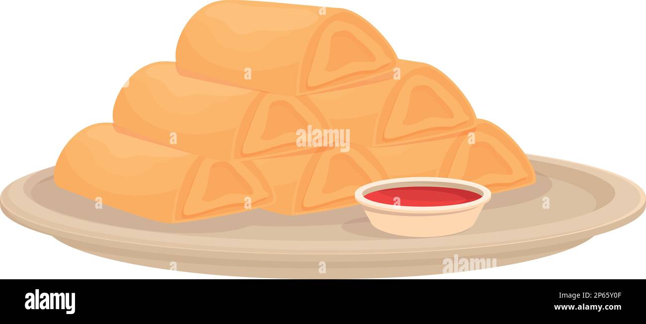 Dinner lunch icon cartoon vector. Spring roll. Taiwan pork Stock Vector ...