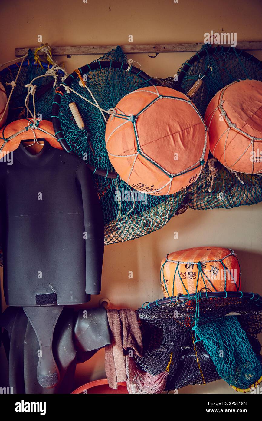 Haenyeo, the female divers in the Jeju island, South Korea Stock Photo ...