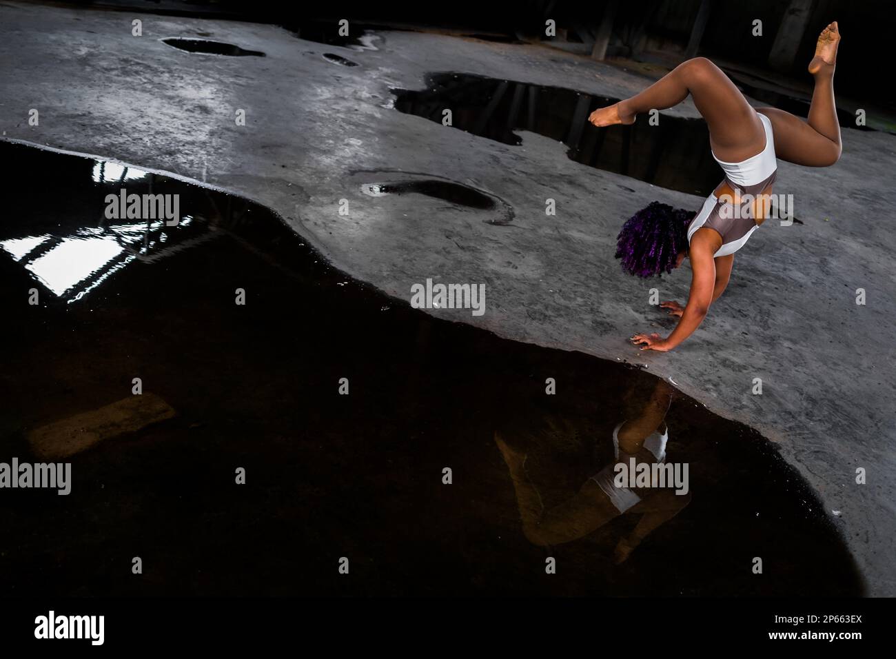 Mariale Contreras, a Venezuelan aerial dancer, shows off her balance ...