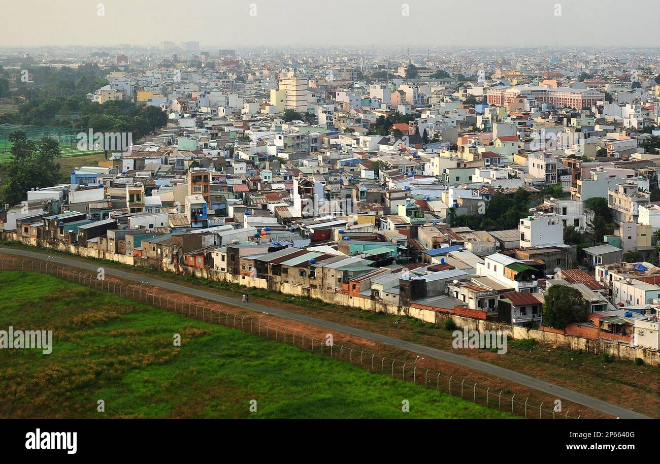 The sprawling and densely built-up low-rise urban landscape of the Ho ...