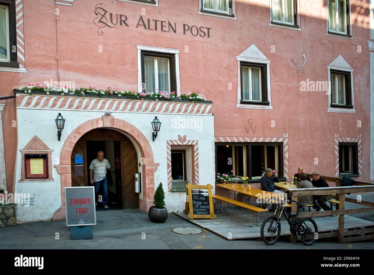 Switzerland, Canton Grisons, Davos, Zur Alten Post restaurant Stock ...