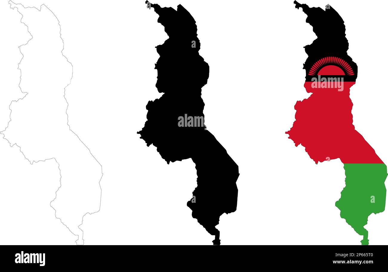 Map Malawi on white background. Malawi Map Outline. Malawi vector map ...