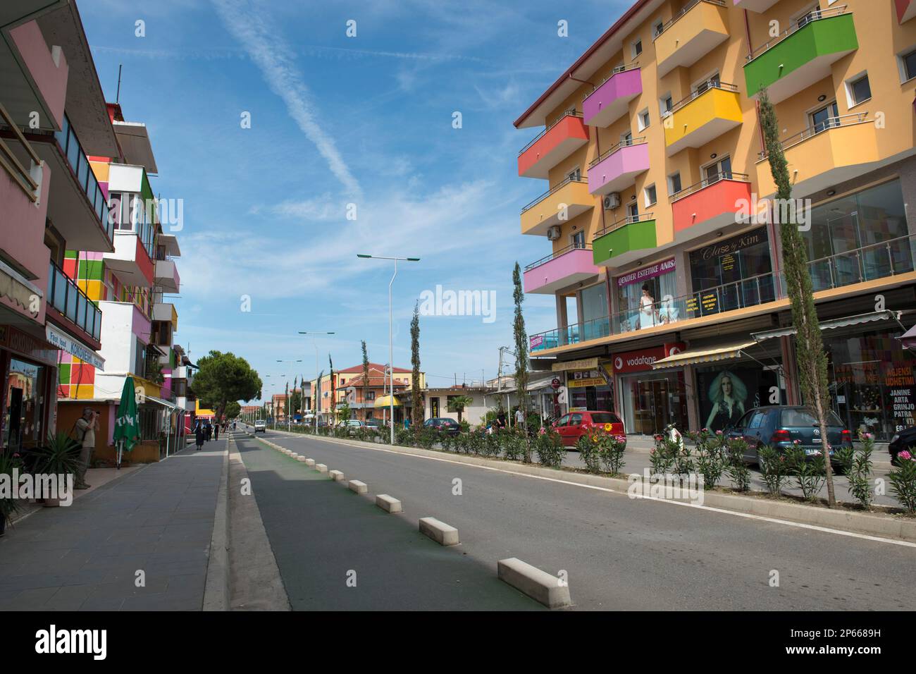 Albania, Balkan Peninsula, Divjake, Decorated buildings Stock Photo - Alamy