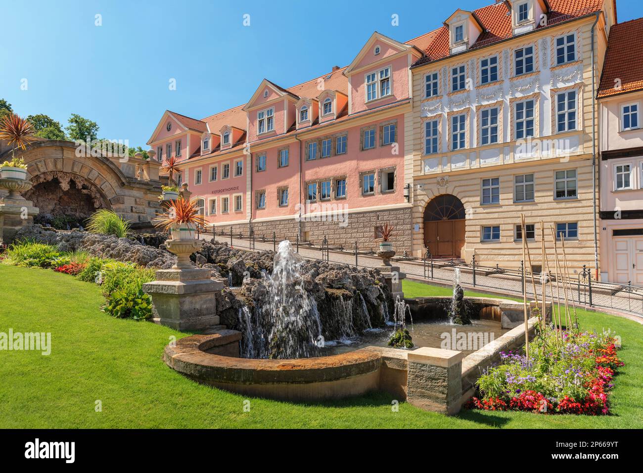 Waterworks fountain at Schlossberg, Gotha, Thuringian Basin, Thuringia ...