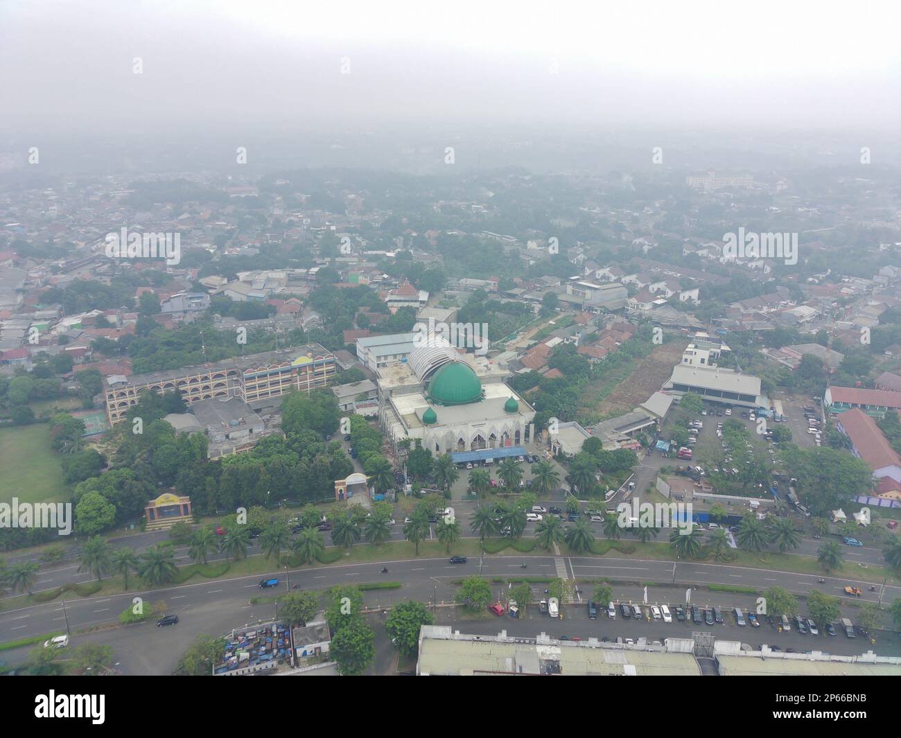 aerial view of the Darusalam mosque on the side of the highway Stock ...