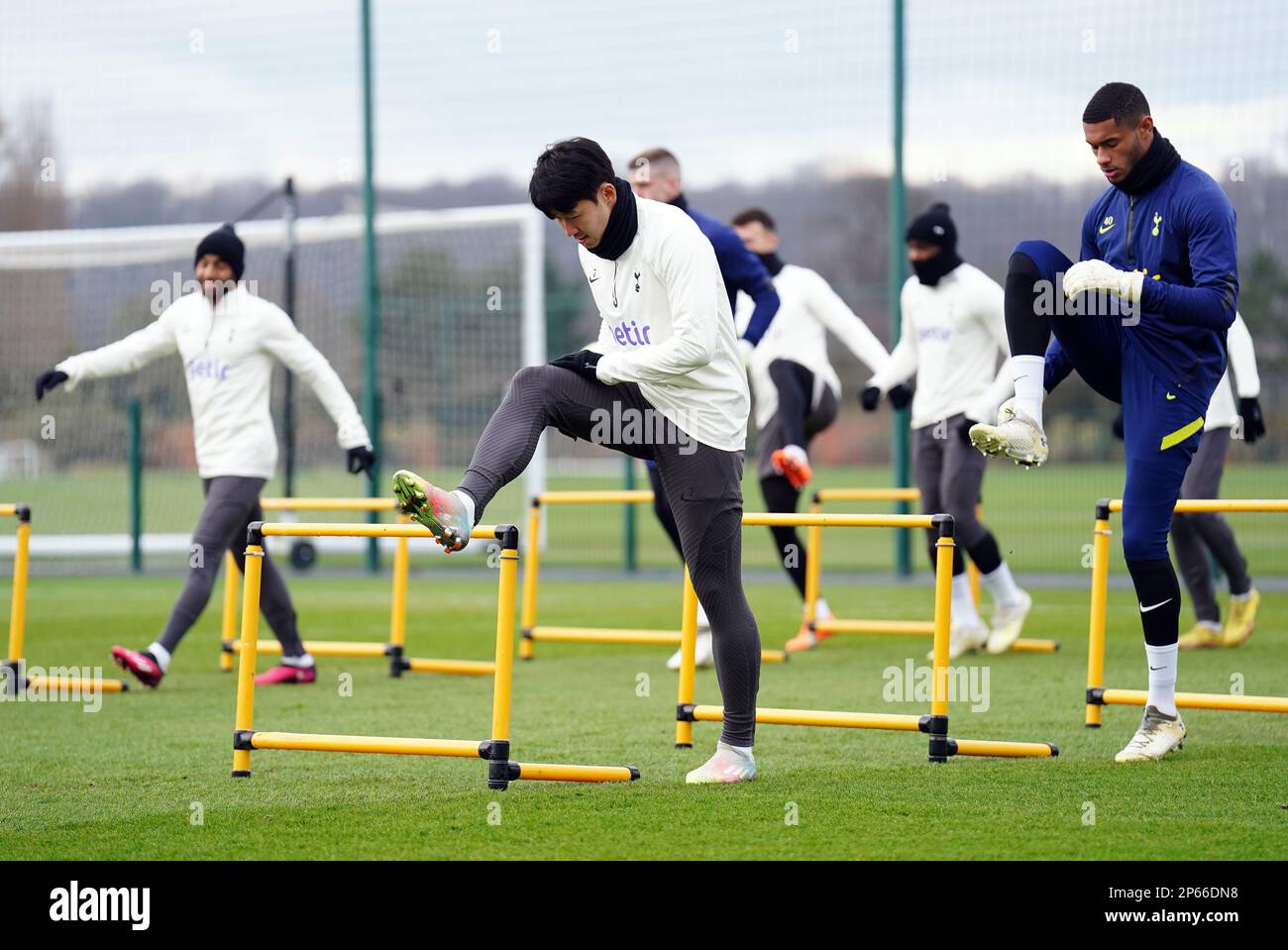 Tottenham Hotspur's Son Heung-min (centre) during a training session at ...