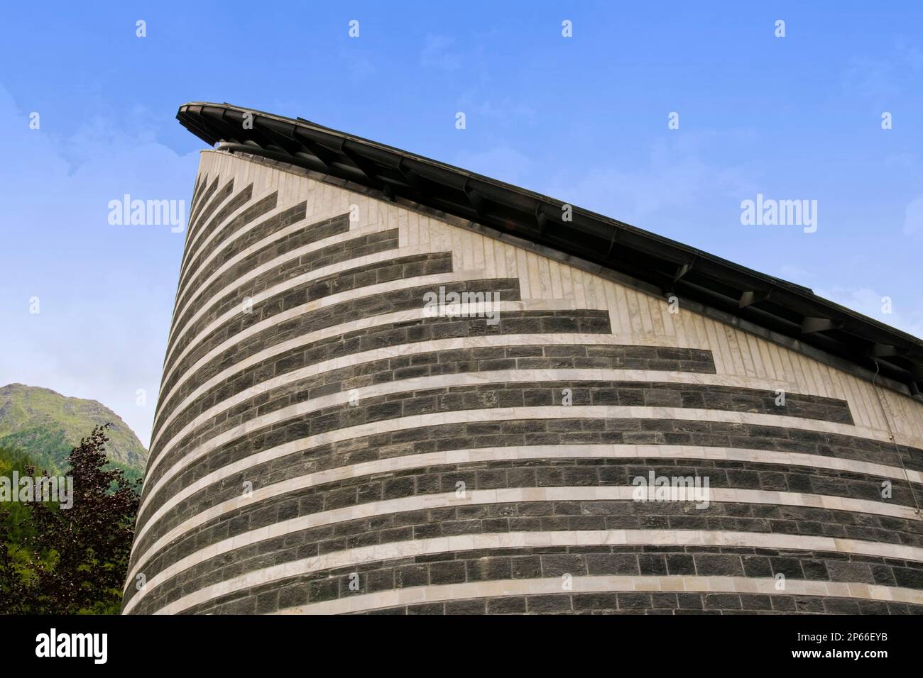 Church designed by architect Mario Botta, Mogno, Lavizzara valley ...