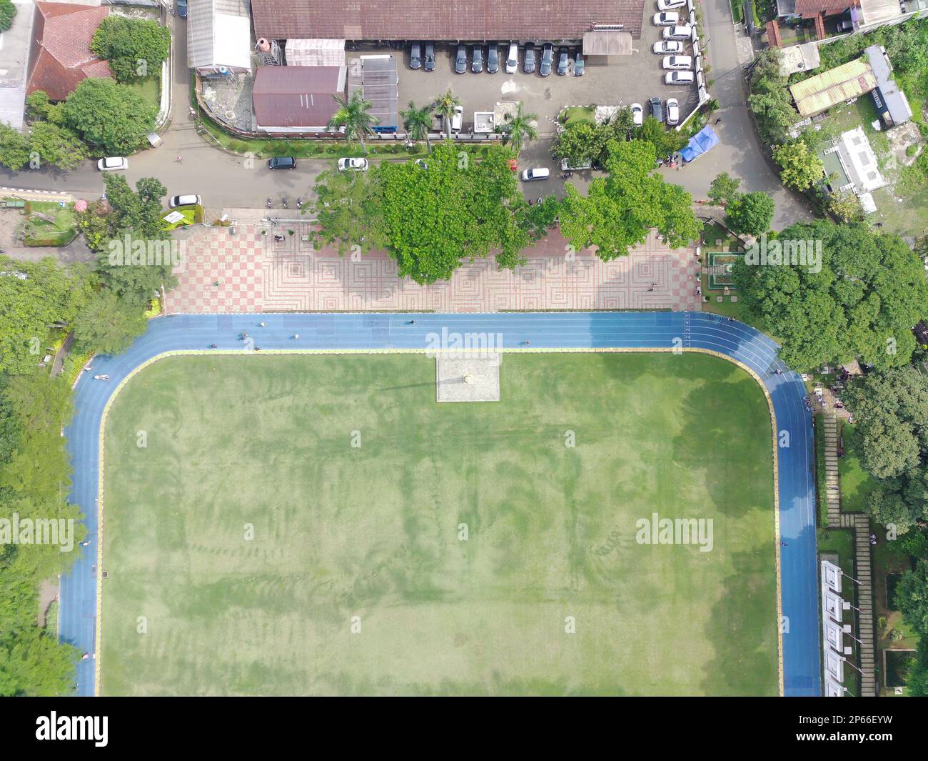 aerial view of sempur field with beautiful pattern in Bogor, Indonesia ...