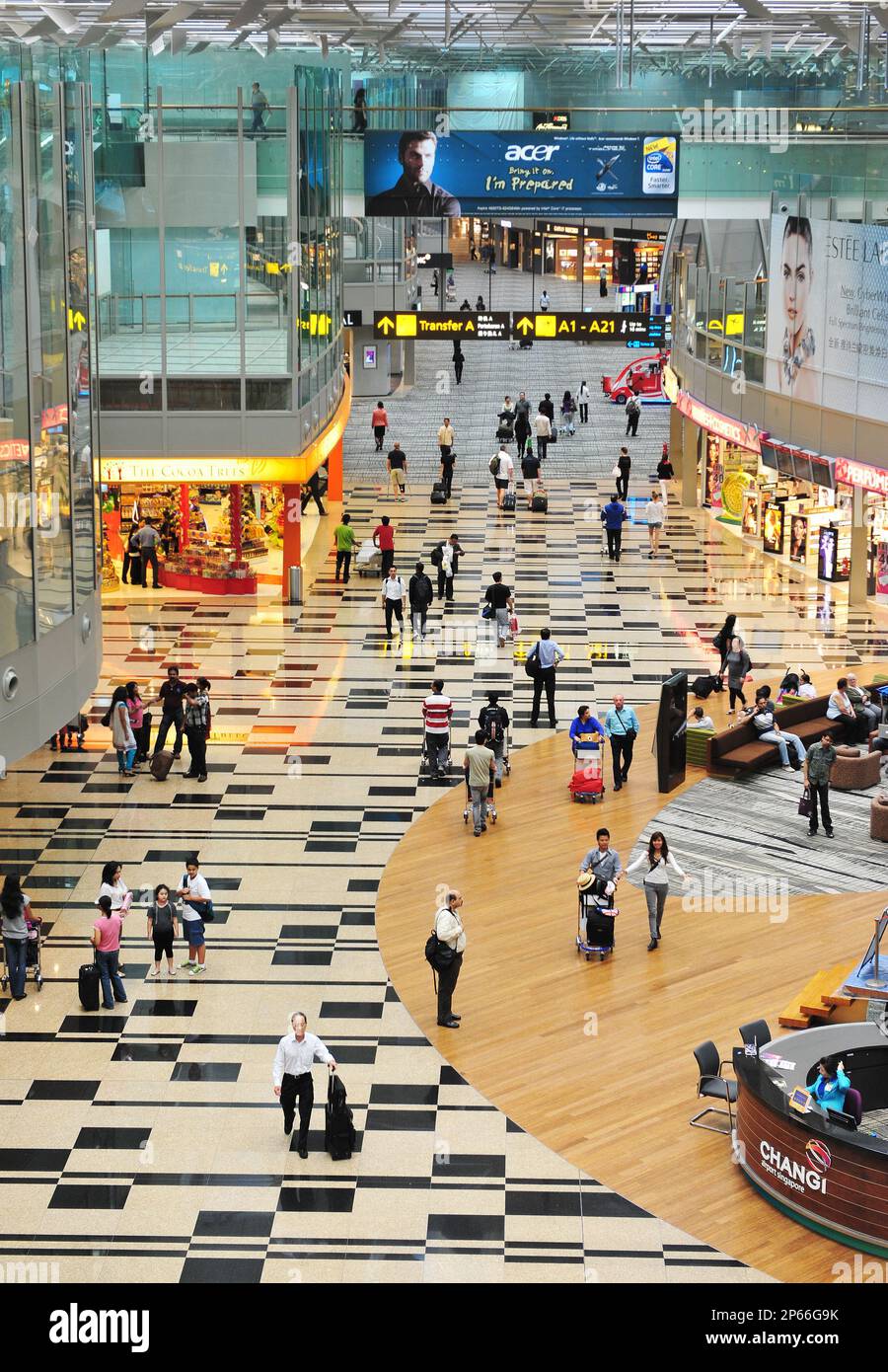 The Changi Airport Terminal 3 departure level, inside the transit ...