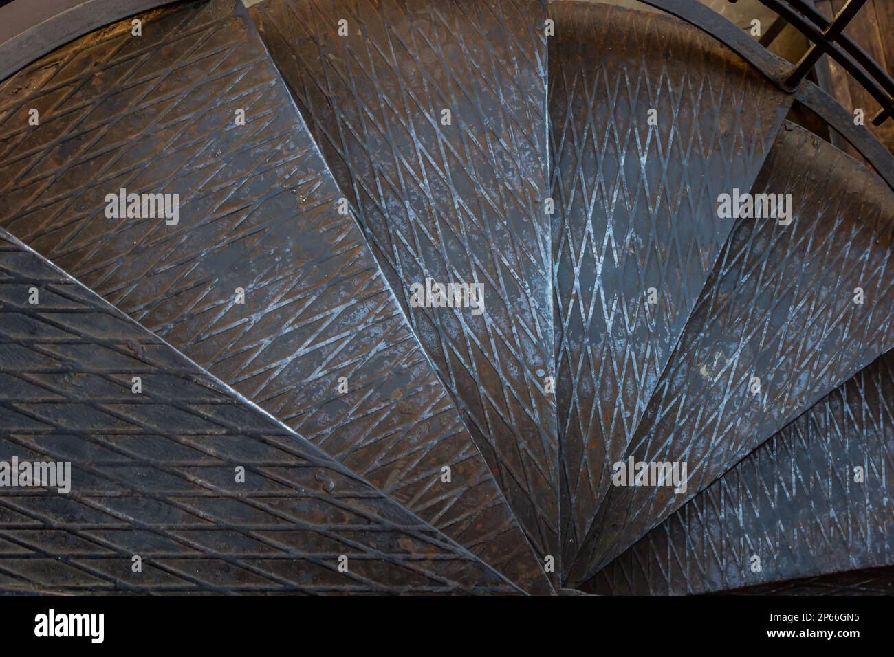 Pattern on metal black stair around the metal pole Stock Photo - Alamy