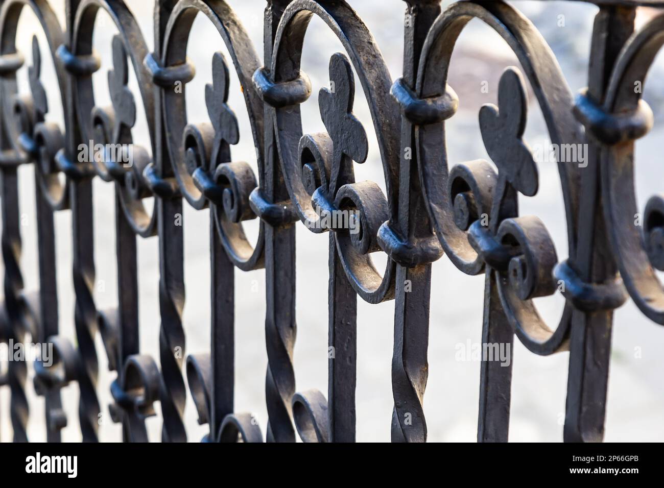 forged metal fence in retro style, close-up Stock Photo - Alamy