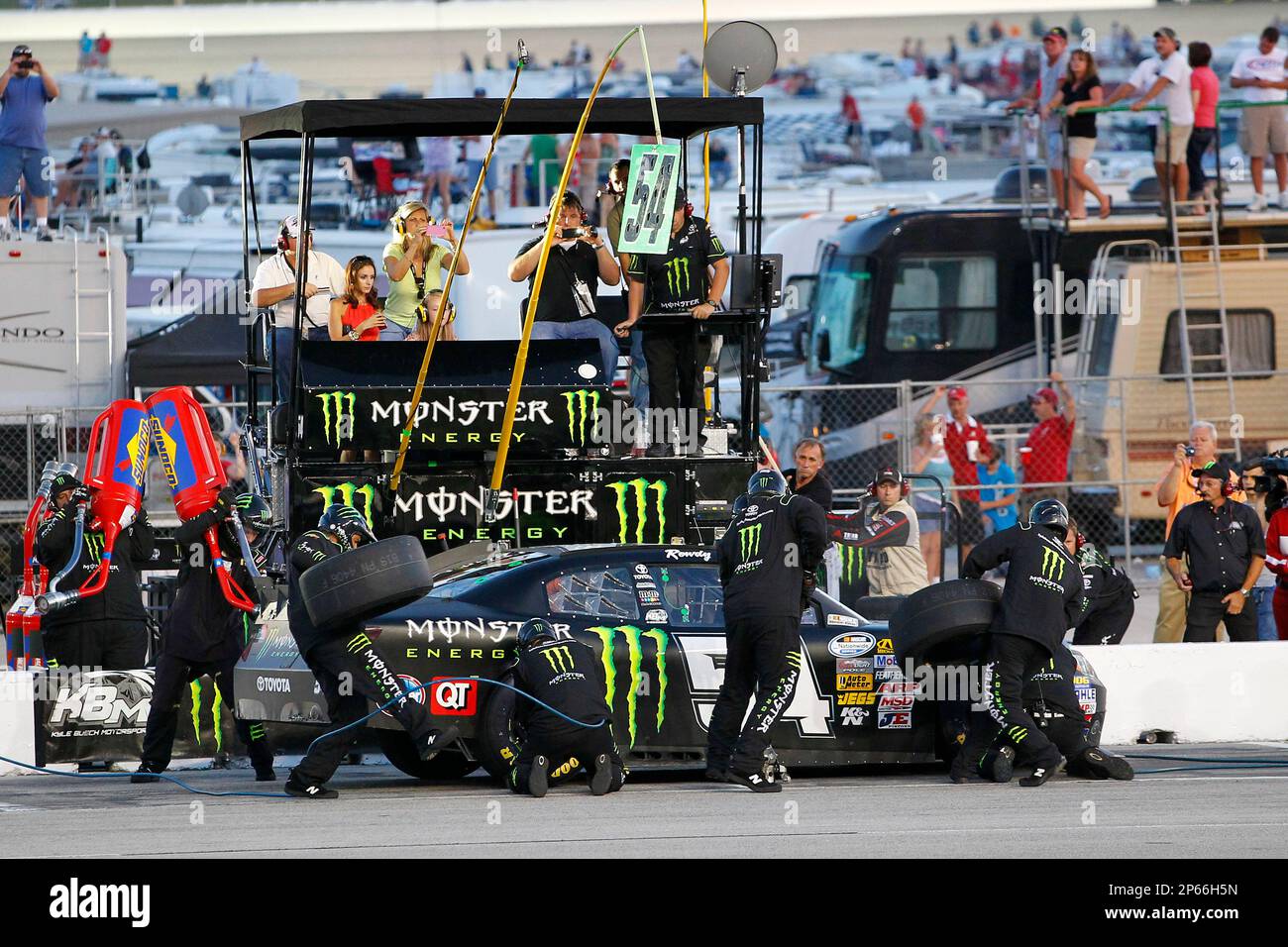 Kyle Busch pit stop during the NASCAR Nationwide Series auto race at ...