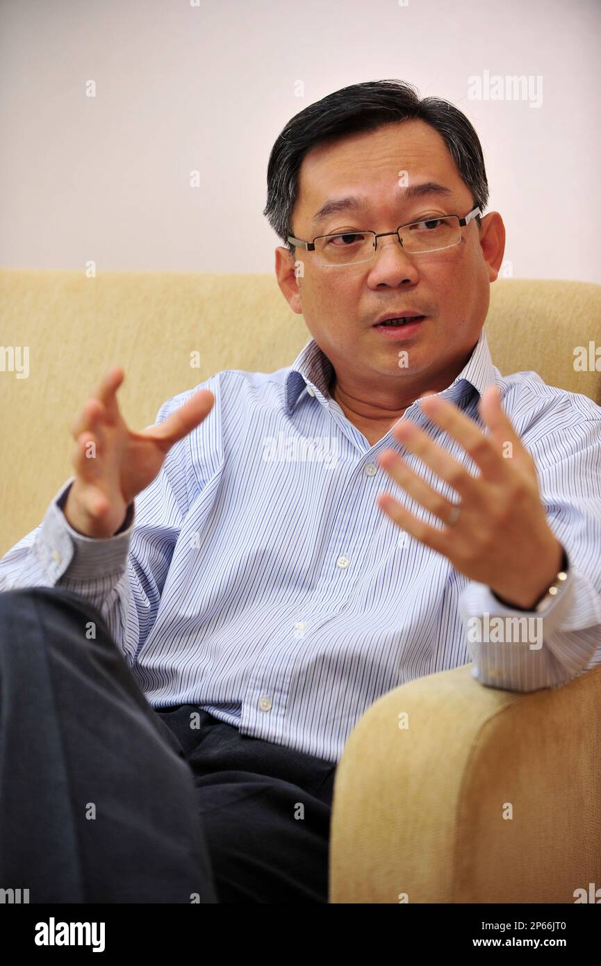 The Singapore Minister for Manpower, Mr Gan Kim Yong, at an interview ...