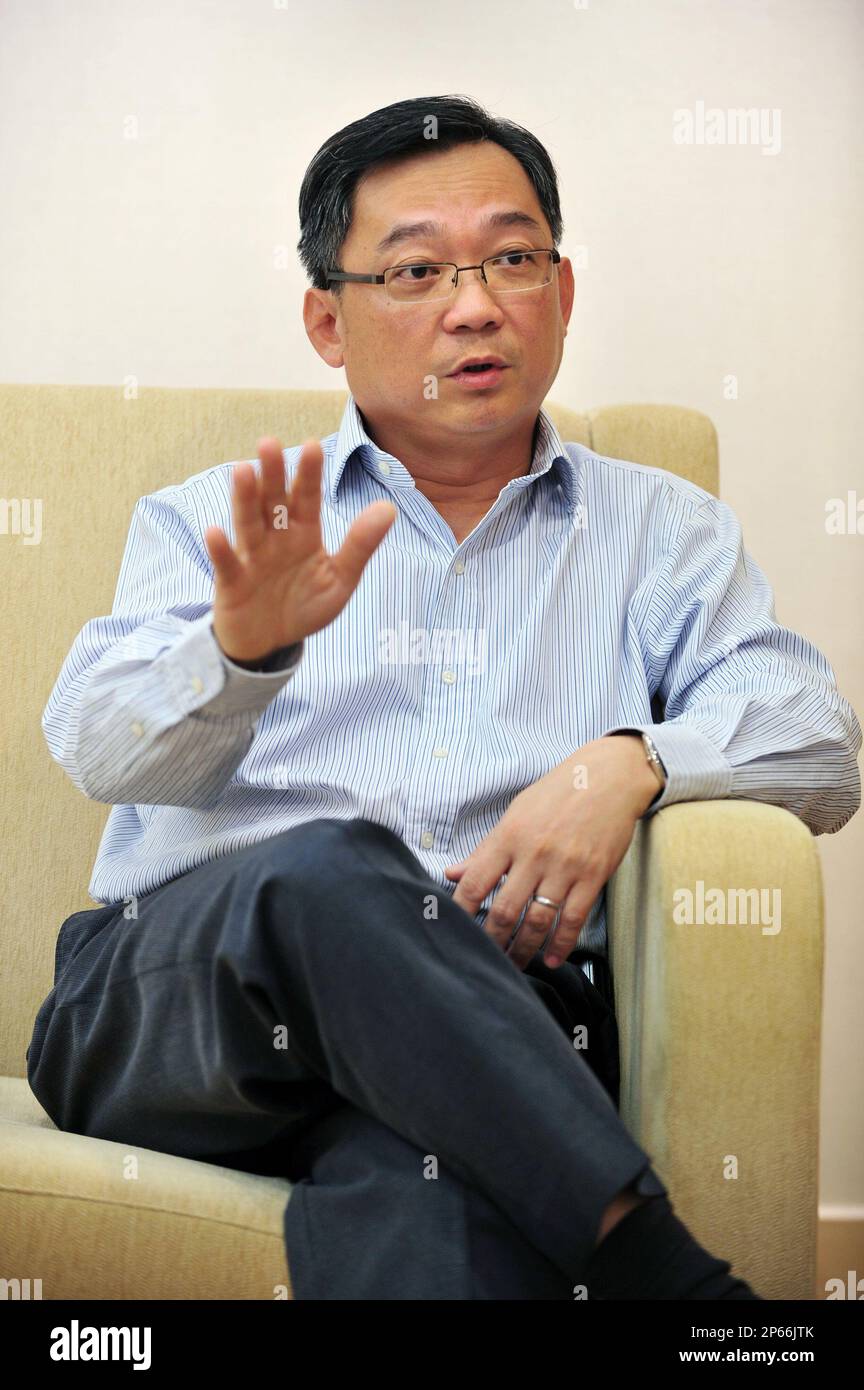 The Singapore Minister for Manpower, Mr Gan Kim Yong, at an interview ...