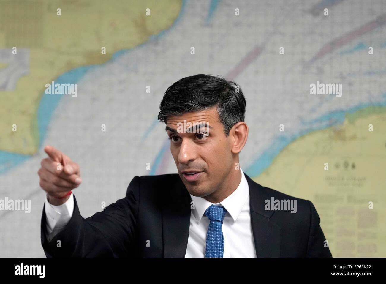 Britain's Prime Minister Rishi Sunak speaks during a visit to a Home ...