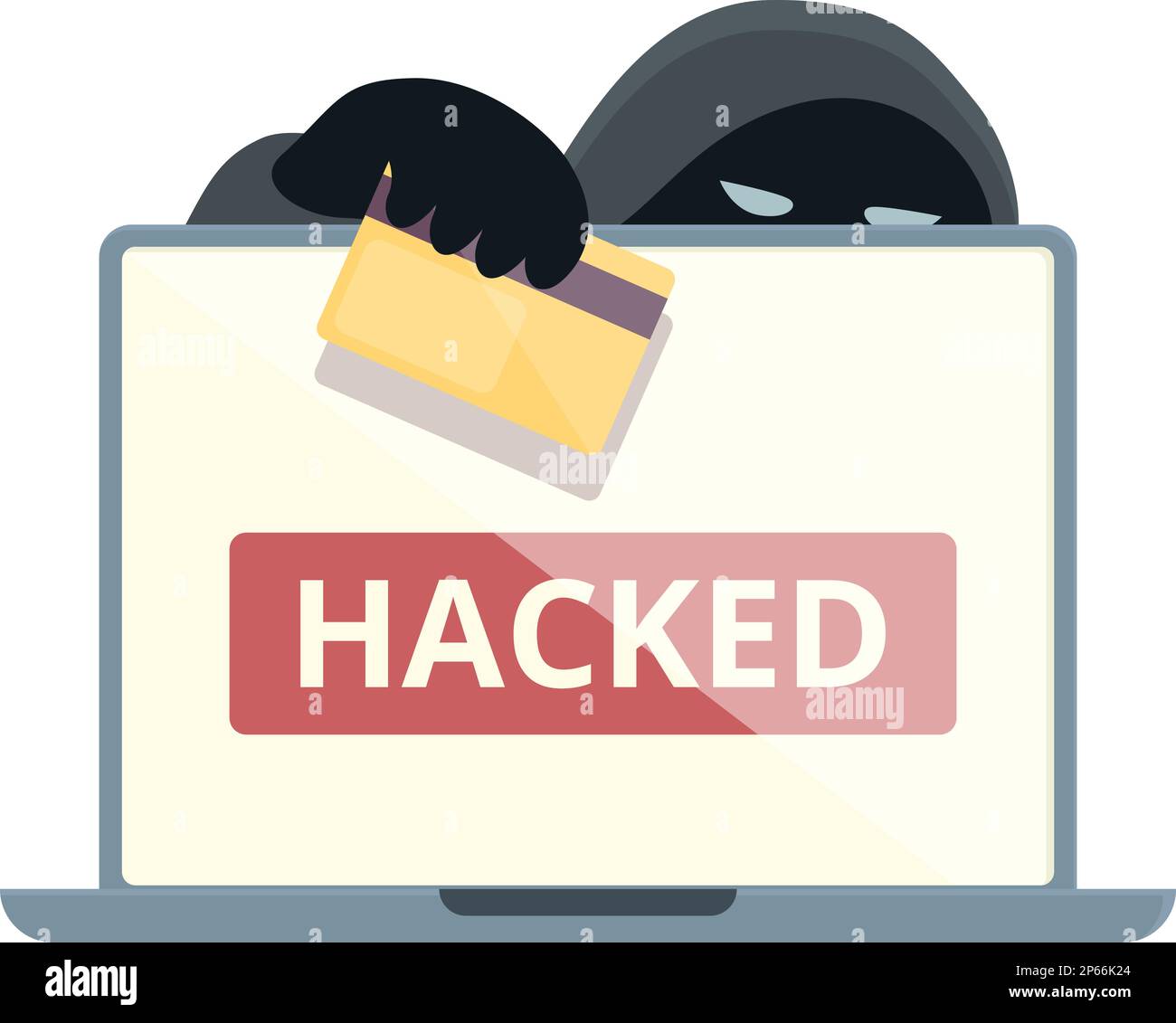 Hacked credit card icon cartoon vector. Internet data. Online scam ...