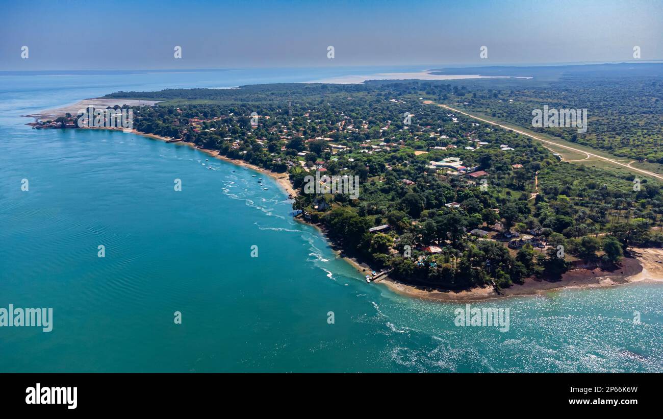 Aerial of Bubaque island, Bijagos archipelago, Guinea Bissau, West ...