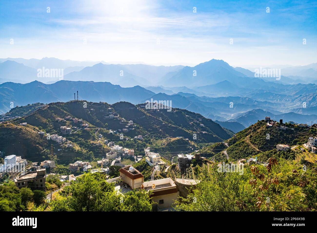 View over the mountainous countryside from Fayfa mountain, Jazan ...