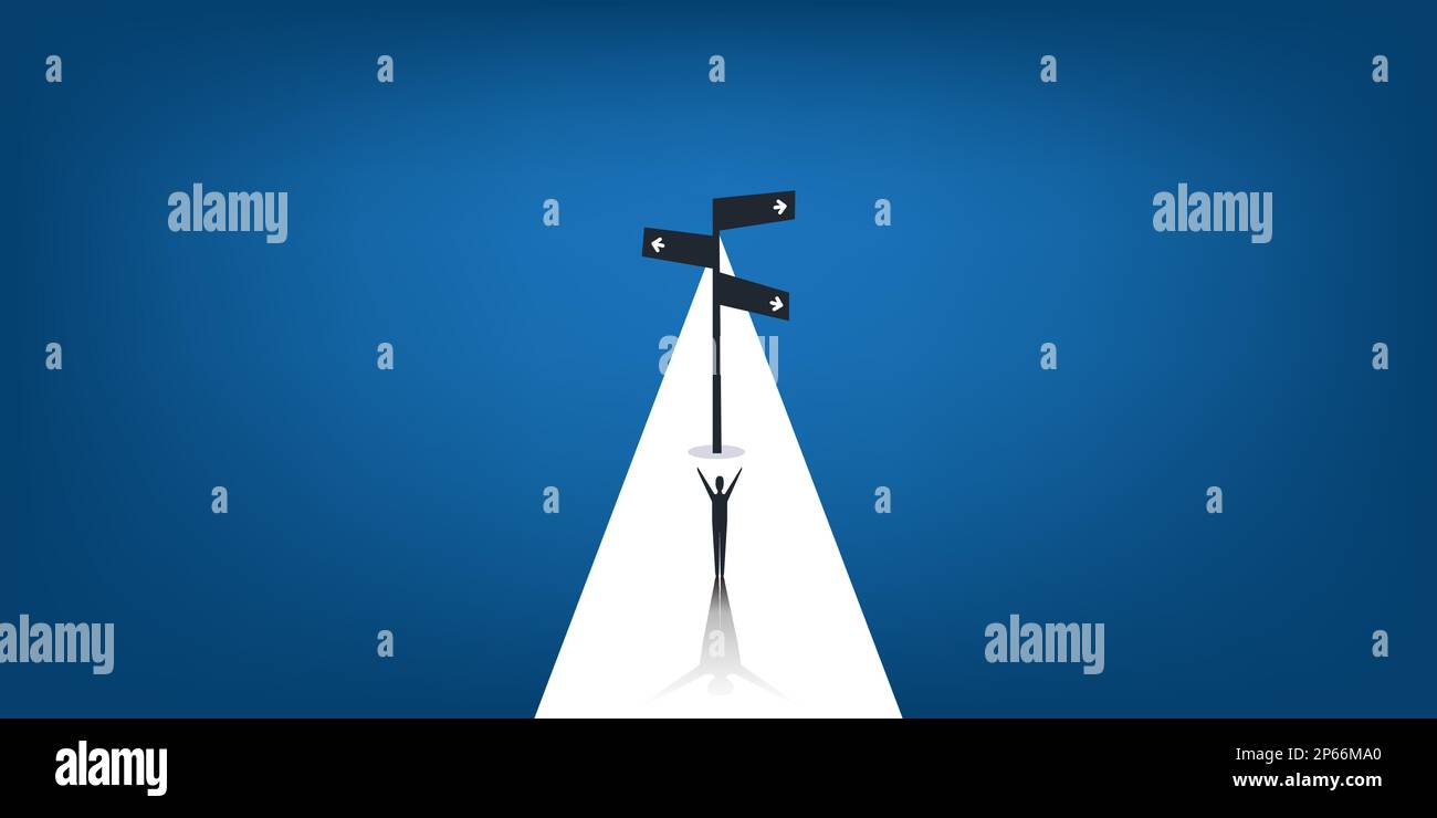 Business Decision Design Concept with Crossroads, Successful Company ...