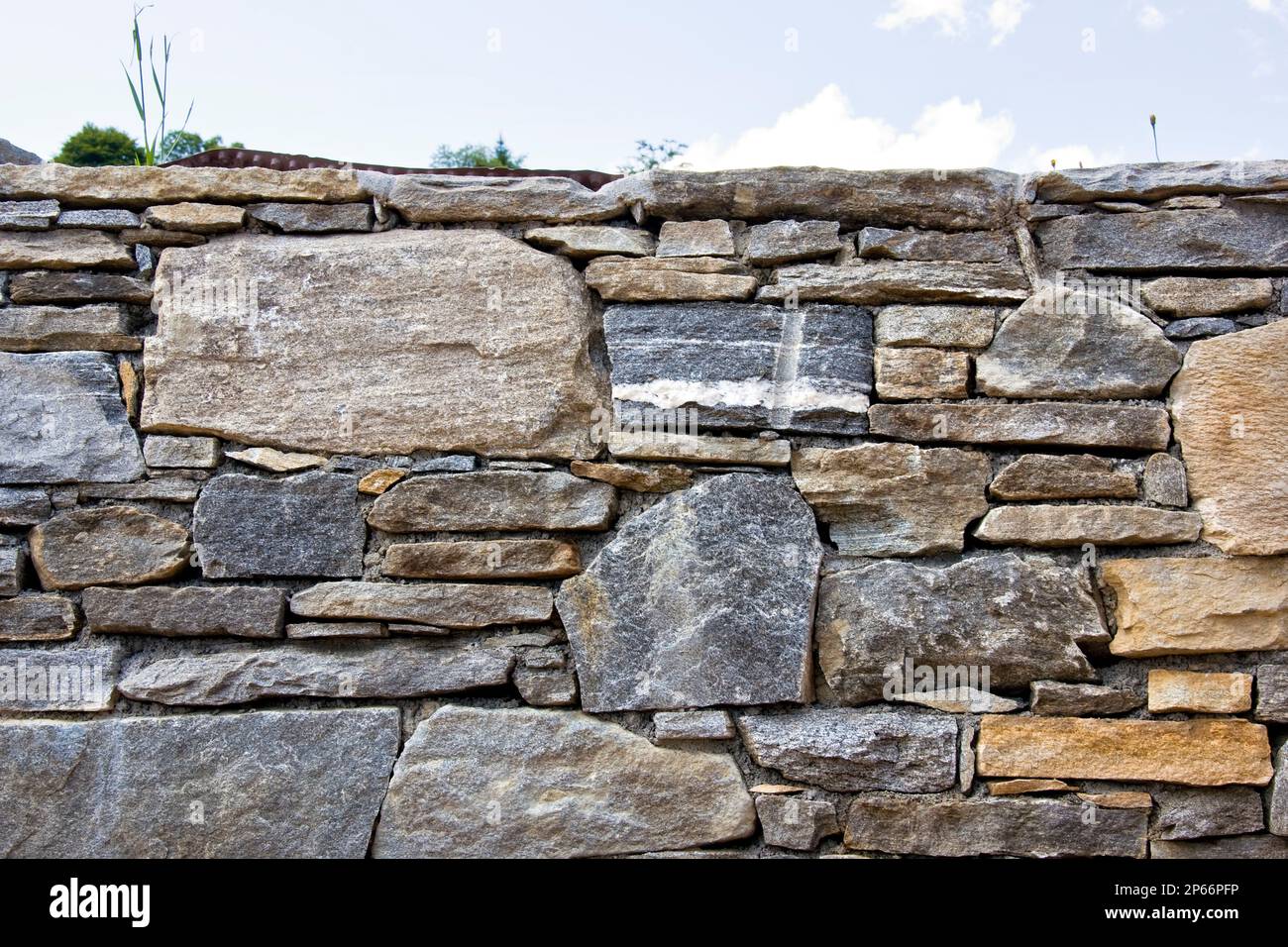 Switzerland, Canton Ticino, Calascio, traditional stone wall Stock ...